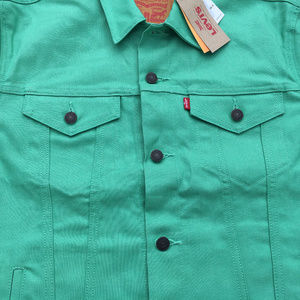 Levi's | Jackets & Coats | Levis Green Denim Jacket Raw Unwashed Large ...